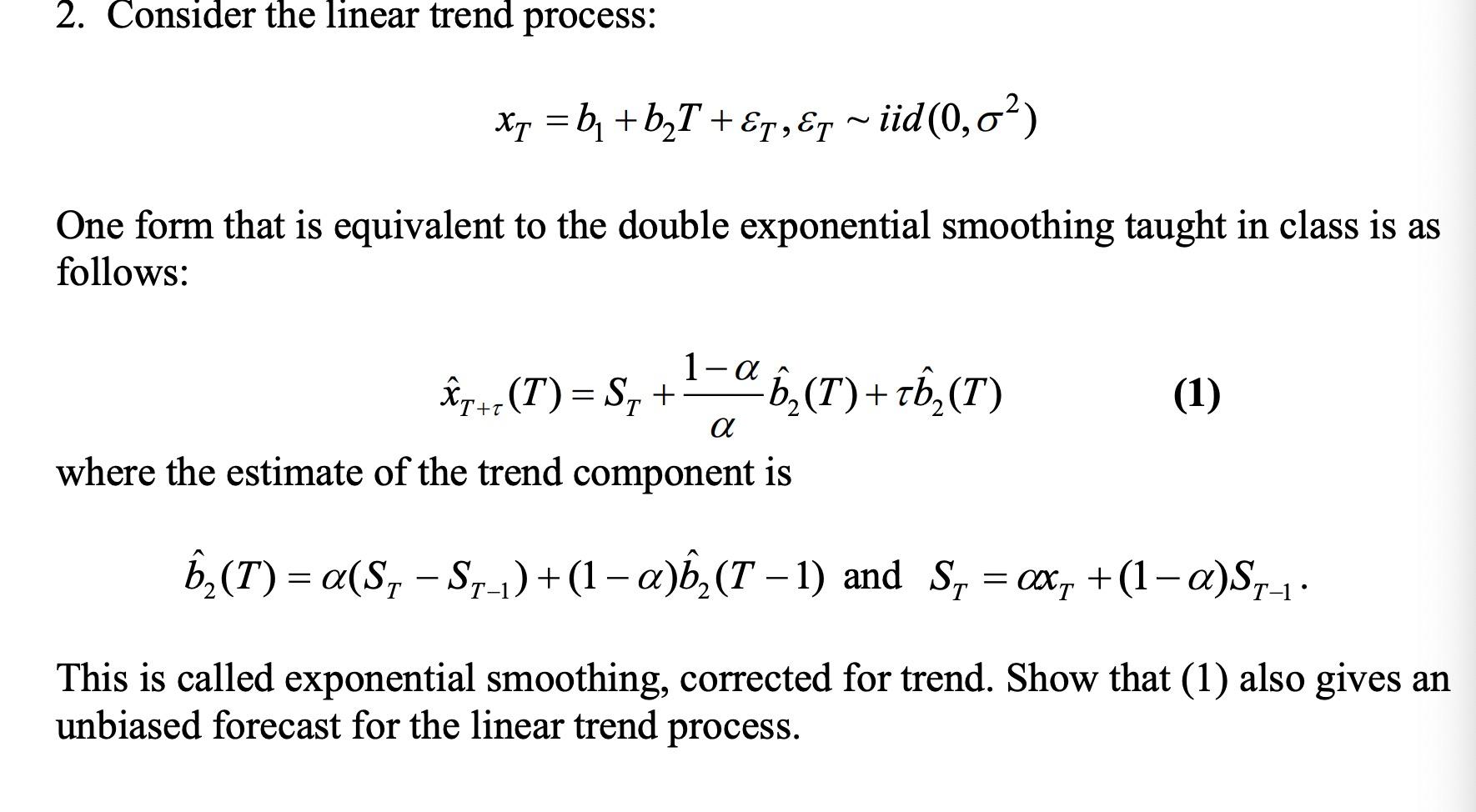 Solved 2. Consider the linear trend process: | Chegg.com