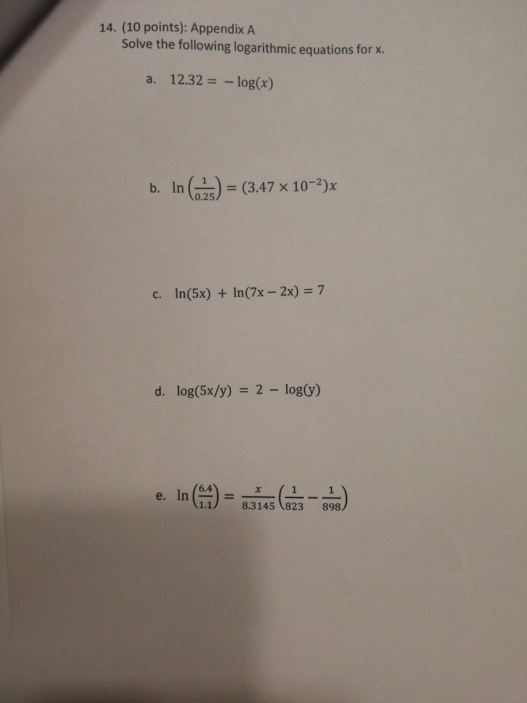 Solved 14. (10 points): Appendix A Solve the following | Chegg.com
