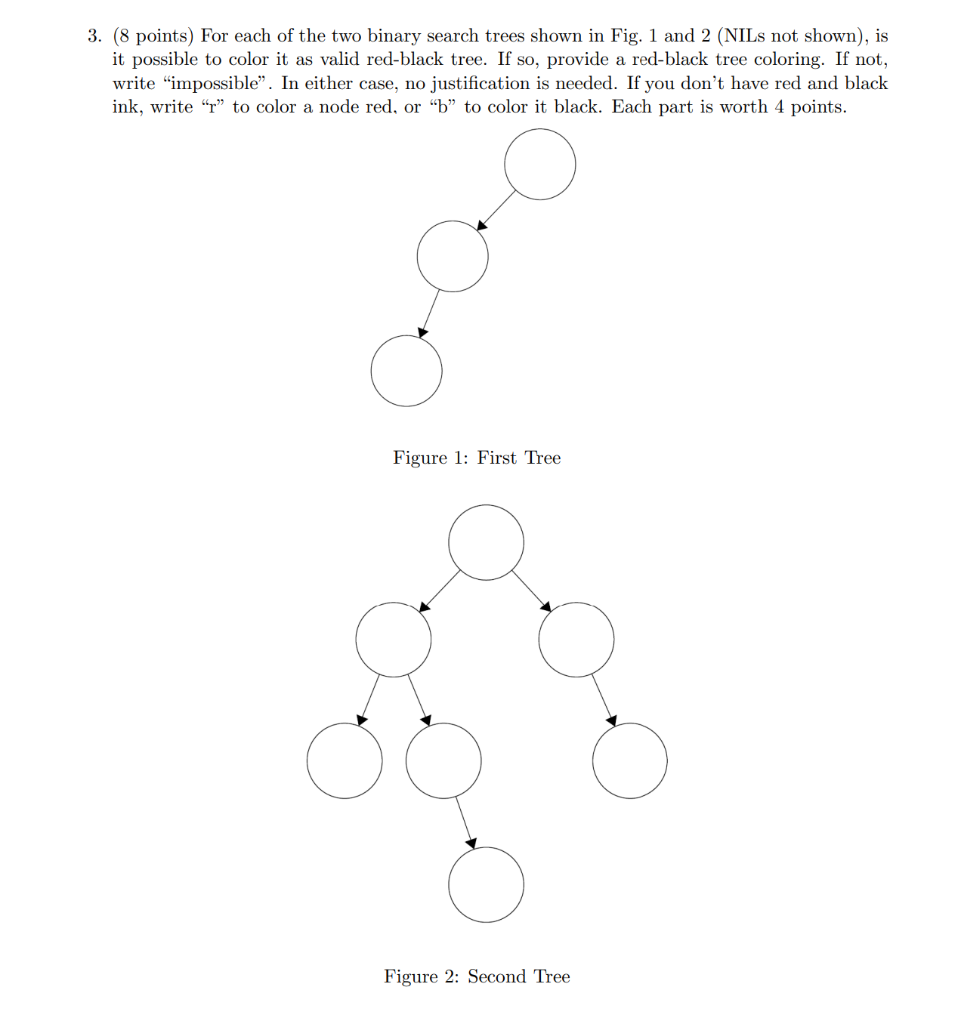Solved 3. (8 points) For each of the two binary search trees | Chegg.com