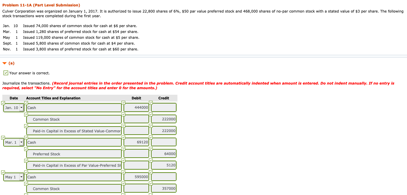 Solved Problem 11-1A (Part Level Submission) Culver | Chegg.com
