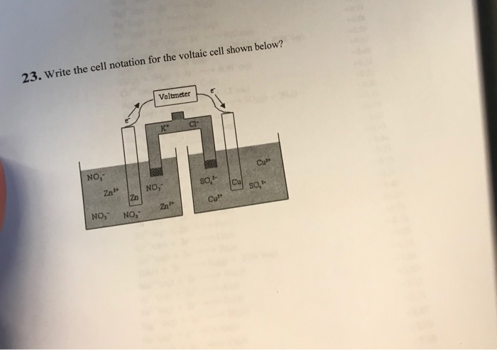 Solved 23. Write the cell notation for the voltaic cell | Chegg.com
