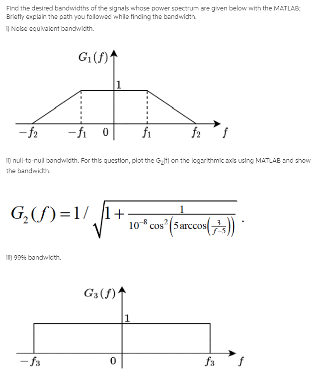 Solved Find the desired bandwidths of the signals whose | Chegg.com