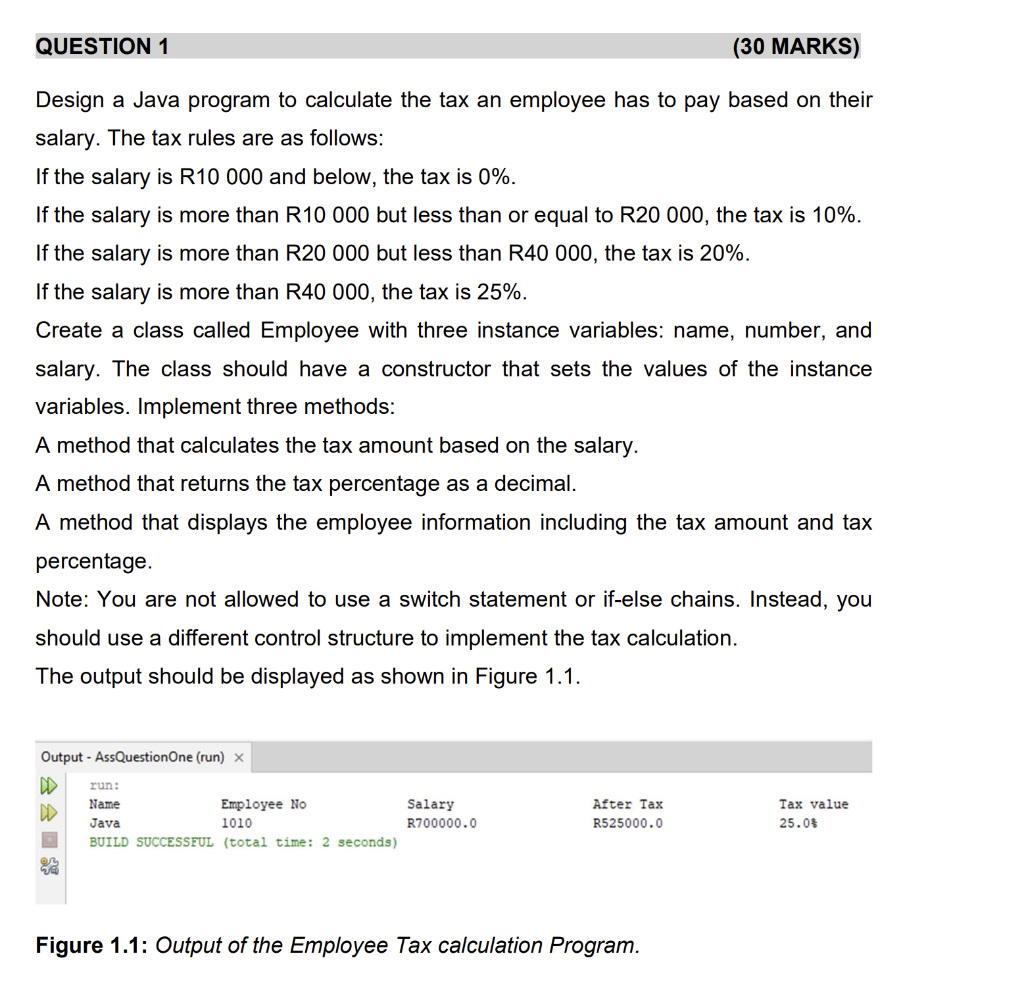 Design a Java program to calculate the tax an | Chegg.com