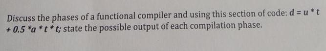 Solved Discuss the phases of a functional compiler and using | Chegg.com