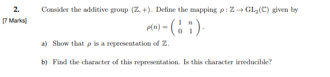 Solved 2. [7 Marks] Consider the additive group (Z, +). | Chegg.com