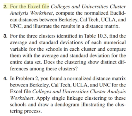 2. For the Excel file Colleges and Universities | Chegg.com