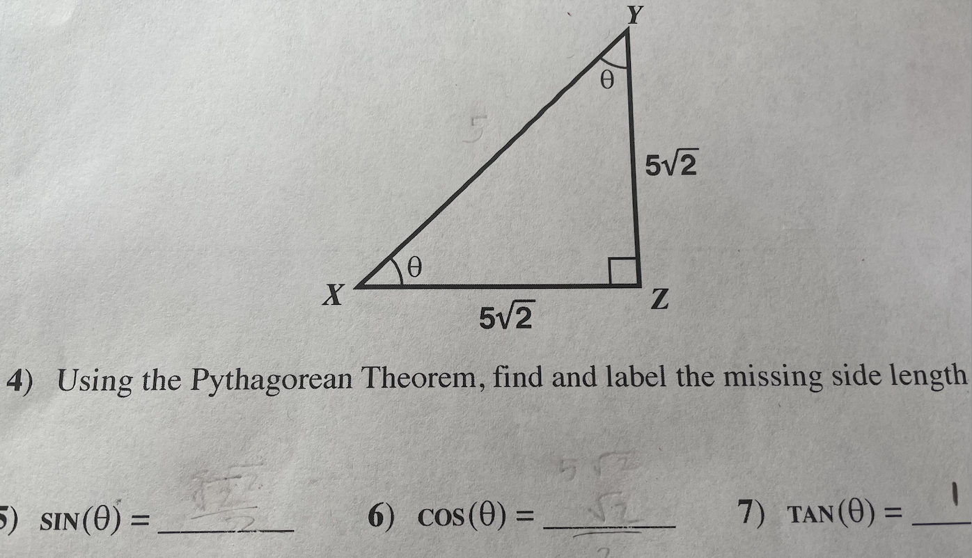 Solved 4) Using the Pythagorean Theorem, find and label the | Chegg.com