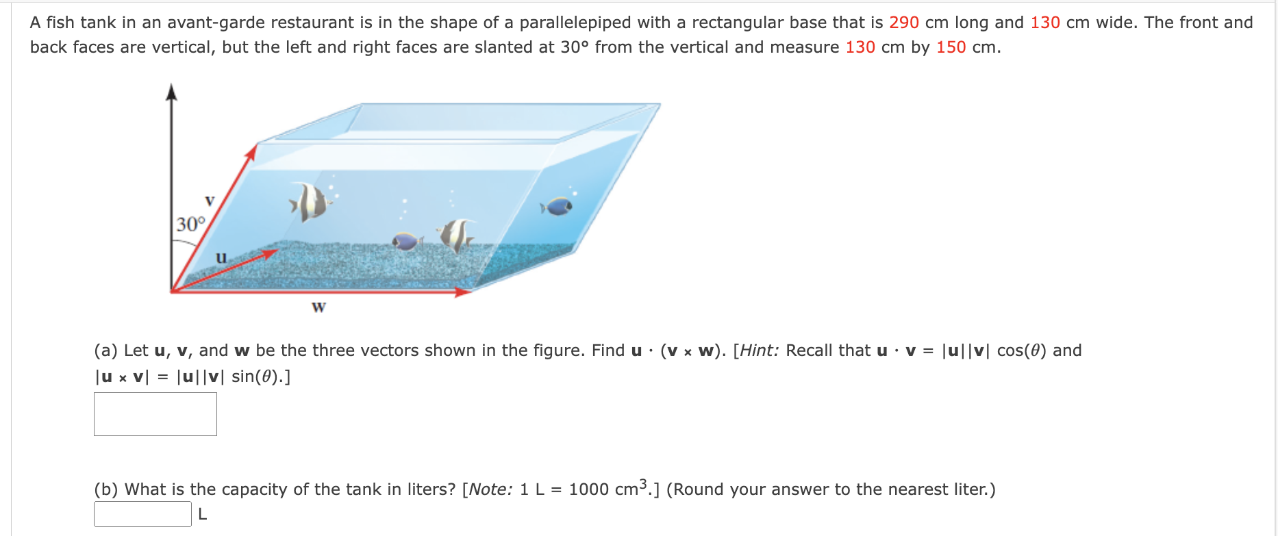 Solved A fish tank in an avant-garde restaurant is in the | Chegg.com