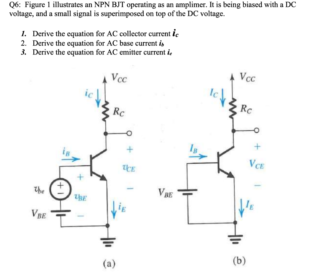 Solved Q6: Figure 1 illustrates an NPN BJT operating as an | Chegg.com