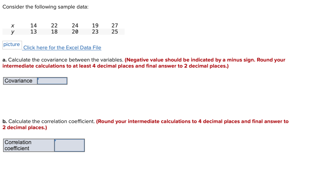 Solved Consider the following sample data: х у 14 13 22 18 | Chegg.com