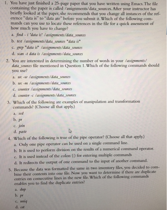 Solved 1. You have just finished a 25-page paper that you | Chegg.com