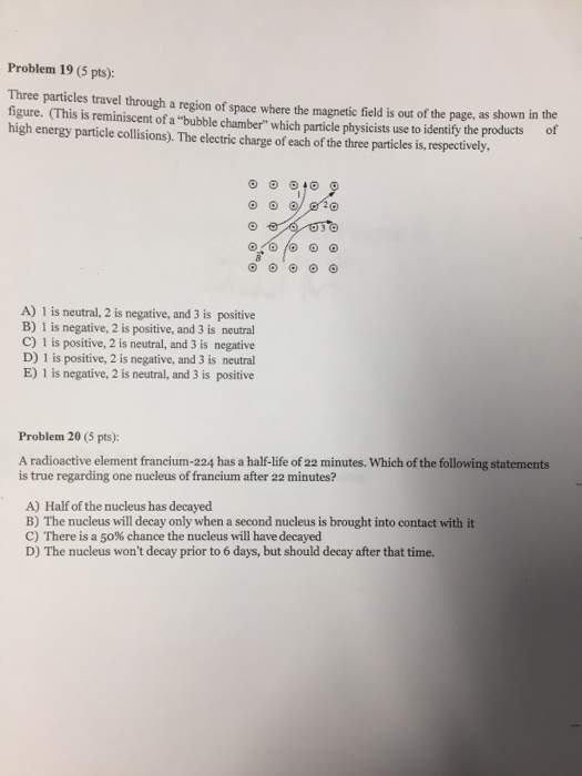Solved Problem 19 (5 pts): Three particles travel through a | Chegg.com
