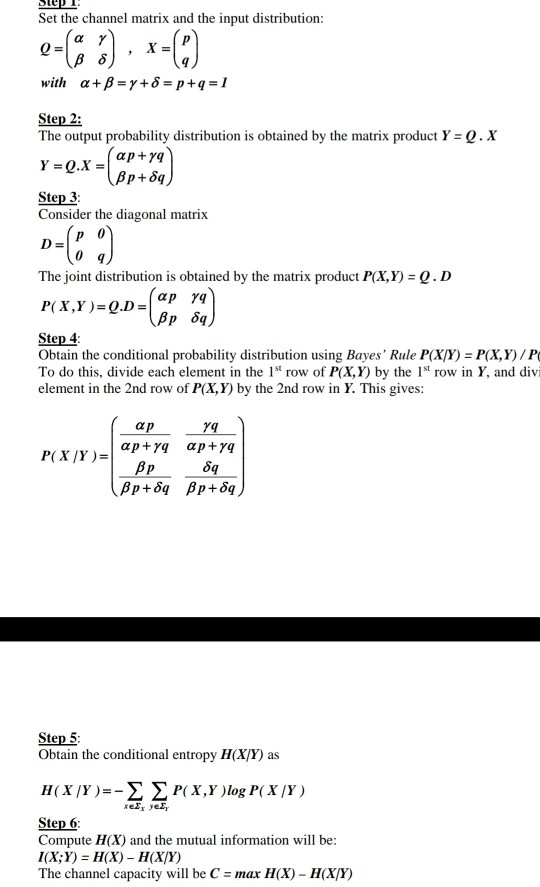 Solved sle 1! Set the channel matrix and the input | Chegg.com