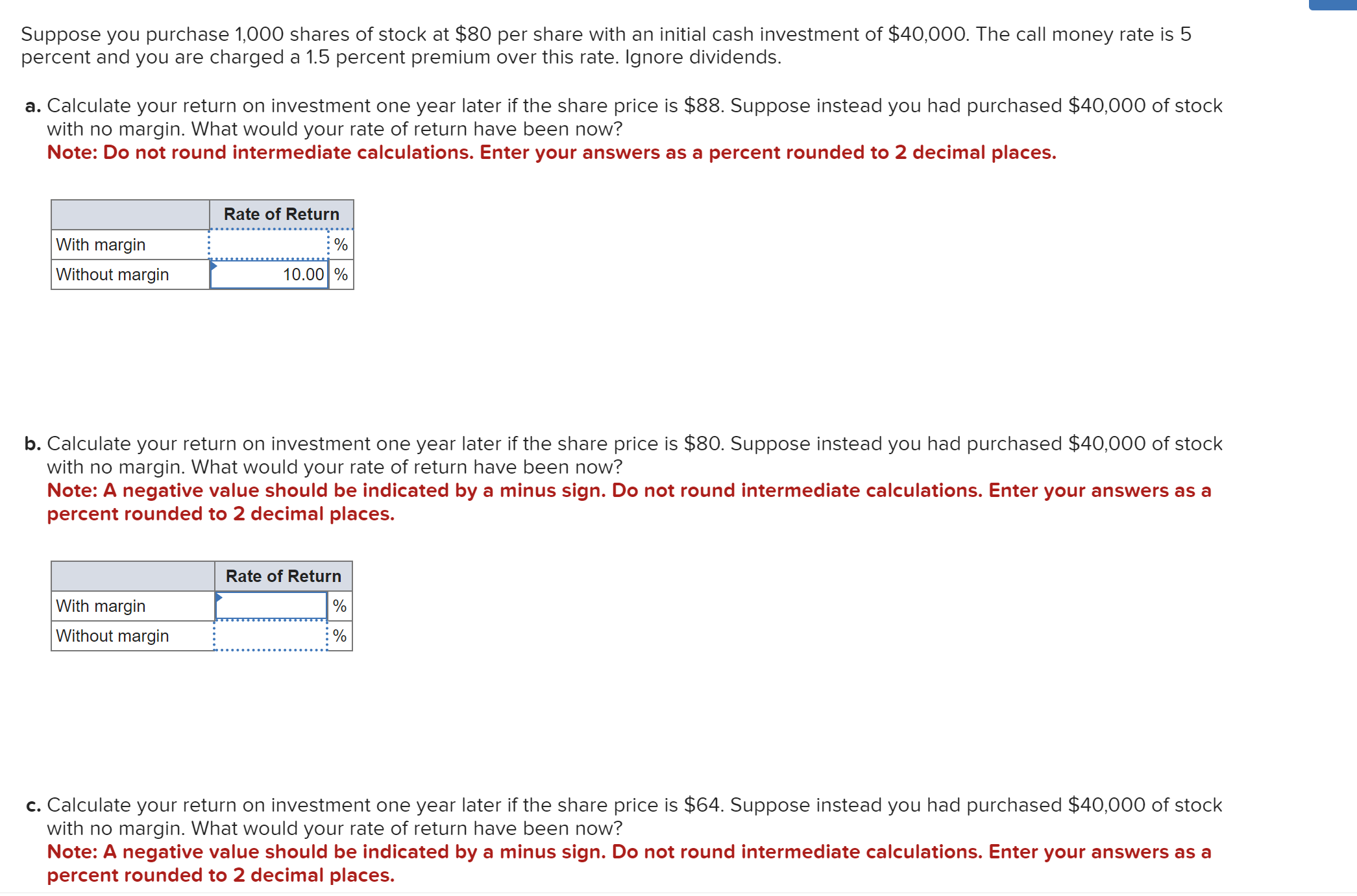 Solved Suppose you purchase 1,000 ﻿shares of stock at $80 | Chegg.com
