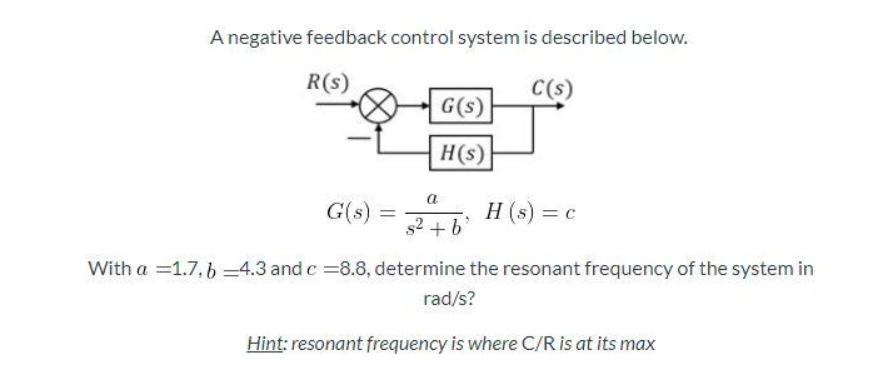 Solved A negative feedback control system is described | Chegg.com