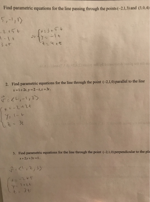 Solved Find parametric equations for the line passing | Chegg.com