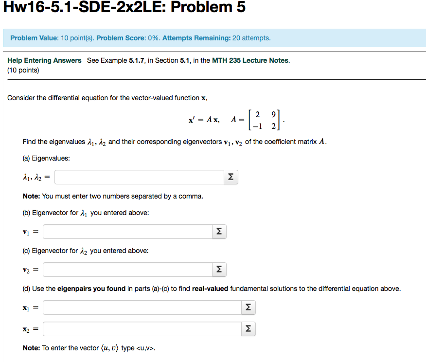 Solved Hw16-5.1-SDE-2x2LE: Problem 5 Problem Value: 10 | Chegg.com