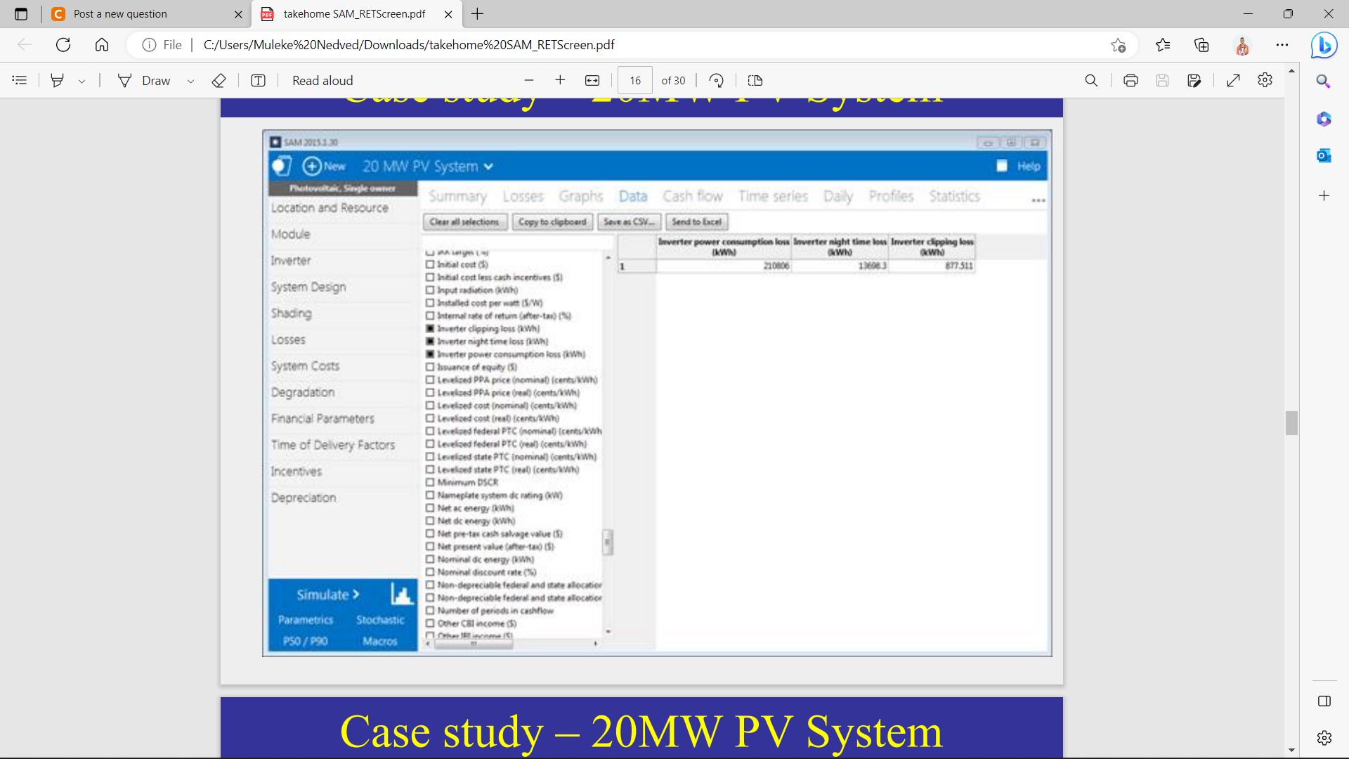 use RETSCREEN, HOMER,SAM or DIGSILENT to simulate a | Chegg.com