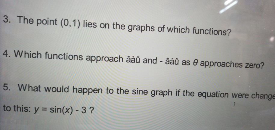 Solved 3. The point (0,1) lies on the graphs of which | Chegg.com