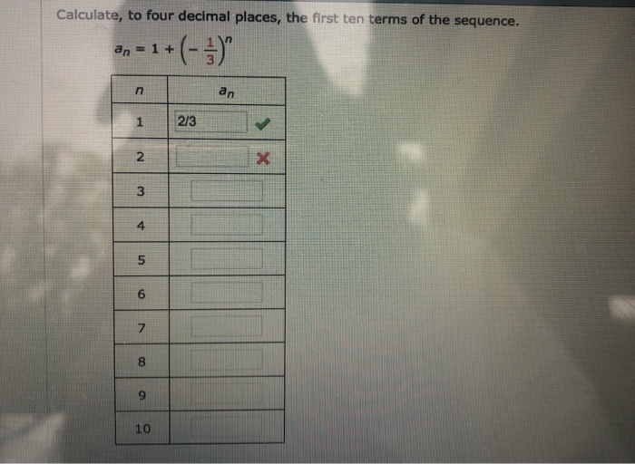 Solved Calculate, to four decimal places, the first ten | Chegg.com