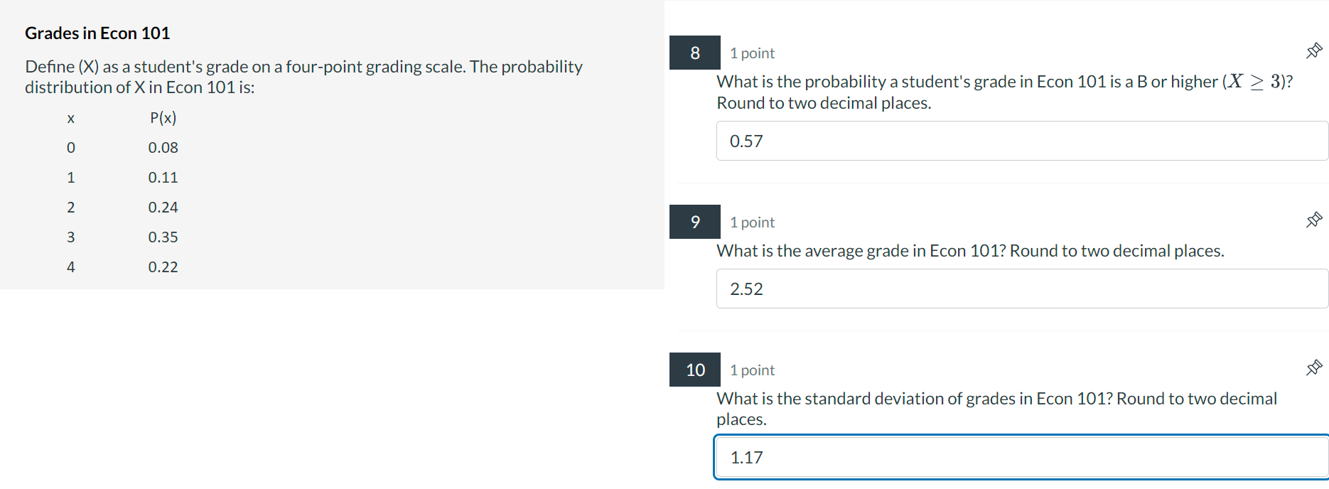 Solved Grades in Econ 101 Define (X) as a student's grade on | Chegg.com