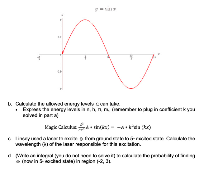 Solved 3. Linsey obtained a wavefunction to describe an | Chegg.com
