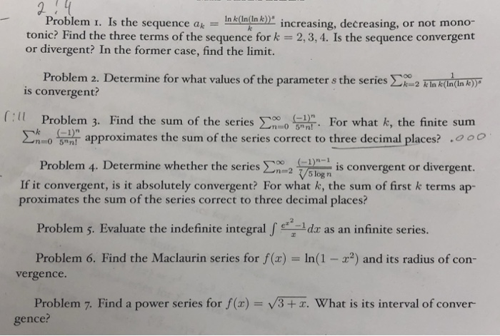 Solved Problem I. Is the sequence ak Inkincreasing, | Chegg.com
