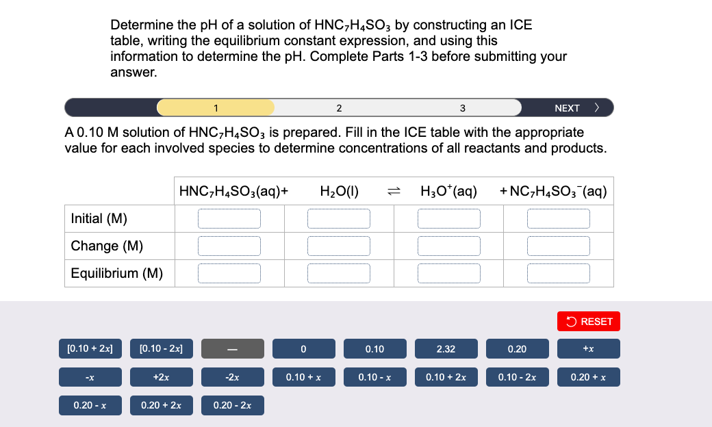 Solved Determine the pH of a solution of HNC7H4SO3 by | Chegg.com