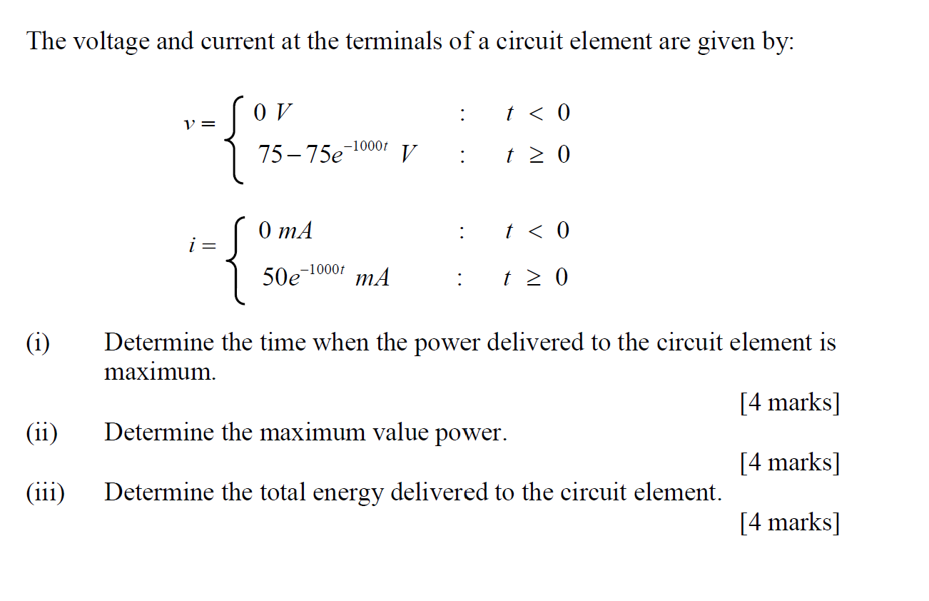 Solved The voltage and current at the terminals of a circuit | Chegg.com
