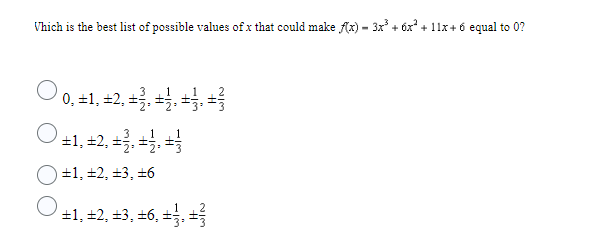 Solved Which is the best list of possible values of x that | Chegg.com
