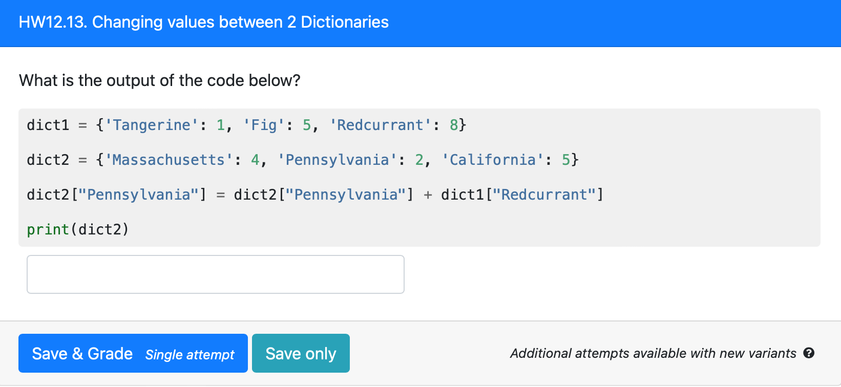 Solved HW12.13. Changing values between 2 Dictionaries What | Chegg.com