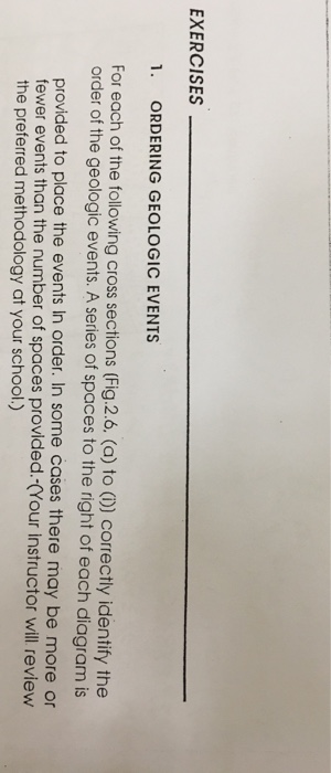 Solved EXERCISES 1. ORDERING GEOLOGIC EVENTS For each of the | Chegg.com