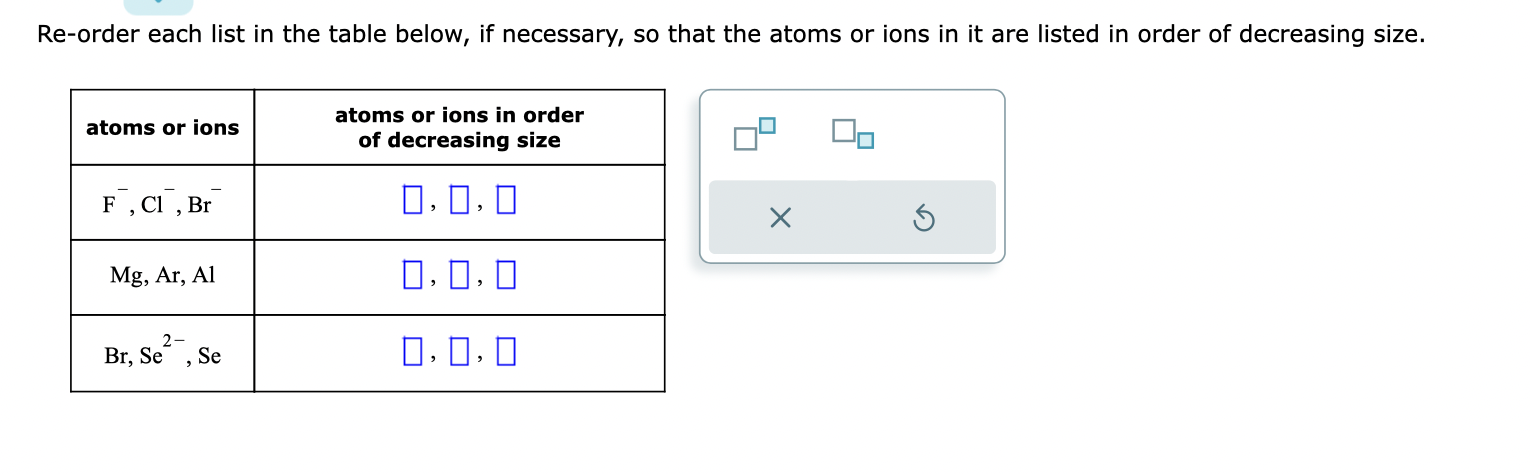 Solved Re-order each list in the table below, if necessary, | Chegg.com