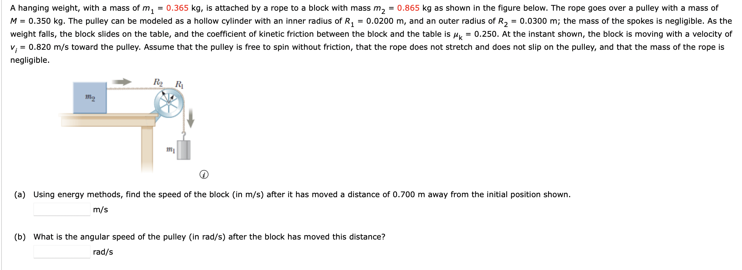 Solved negligible.(a) ﻿Using energy methods, find the speed | Chegg.com