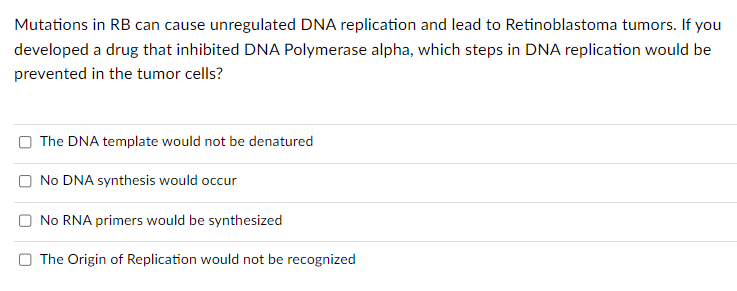 Solved Mutations in RB can cause unregulated DNA replication | Chegg.com