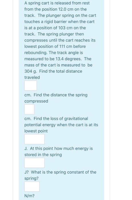 Solved A spring cart is released from rest from the position | Chegg.com