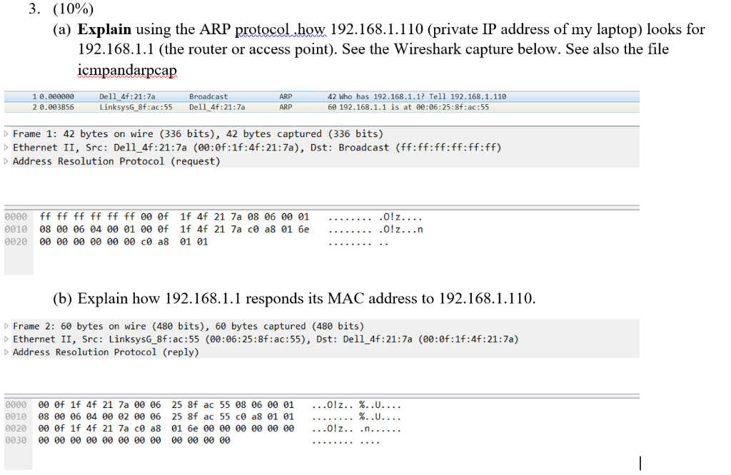 3. (10%) (a) Explain using the ARP protocol,how | Chegg.com