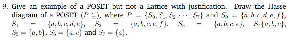 Solved . Give an example of a POSET but not a Lattice with | Chegg.com