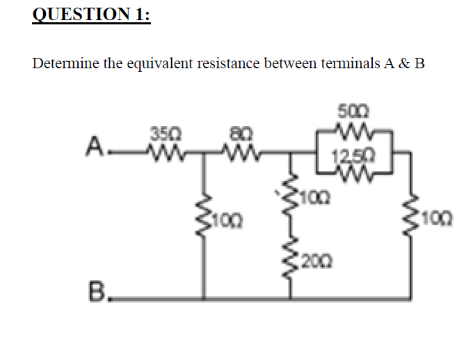 Solved Determine the equivalent resistance between terminals | Chegg.com