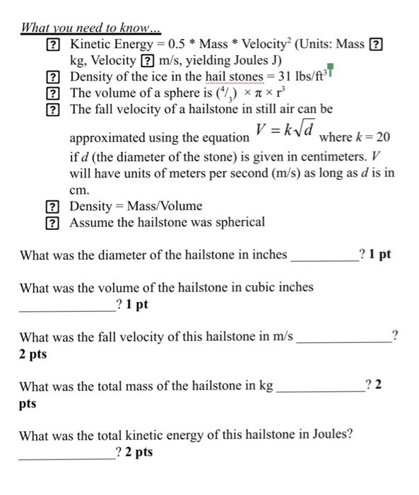 Solved What you need to know 2 Kinetic Energy 0.5*Mass | Chegg.com