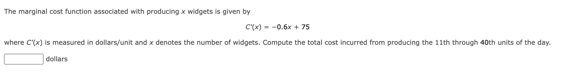 Solved The marginal cost function associated with producing | Chegg.com