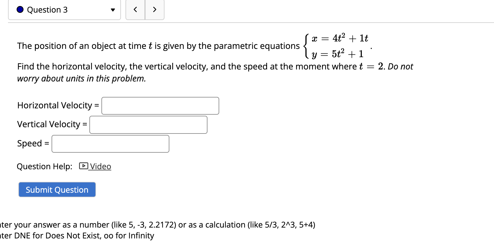 Solved The position of an object at time t is given by the | Chegg.com