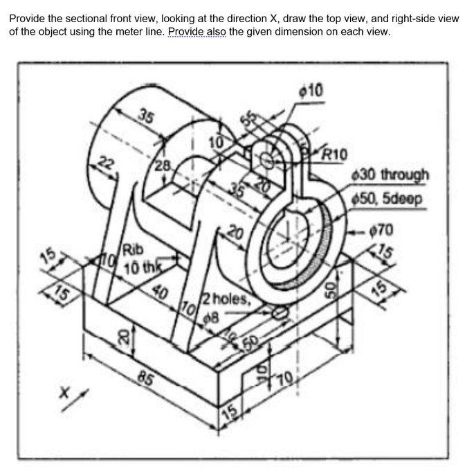 Provide the sectional front view, looking at the | Chegg.com
