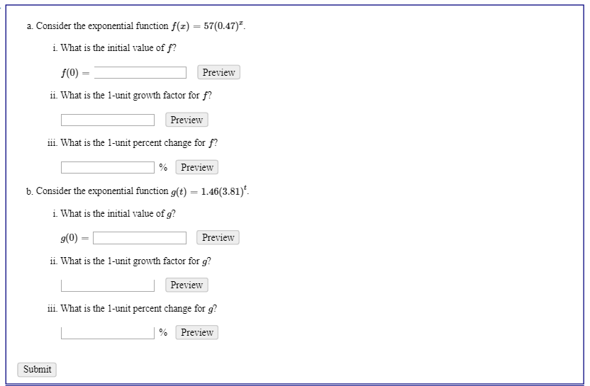 Solved a. Consider the exponential function f(x) = | Chegg.com