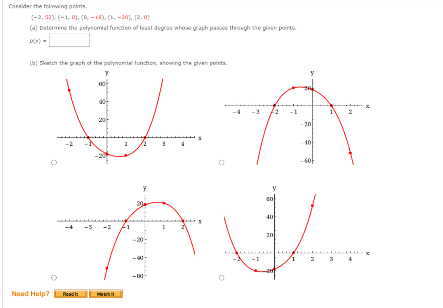 Solved Consider the following points. (-2, 52),(-1,0), (0, | Chegg.com