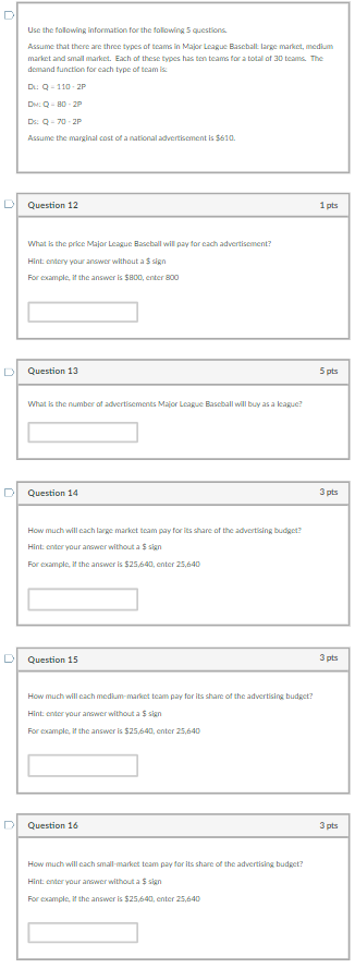 Solved Use the following information for the following 5 | Chegg.com