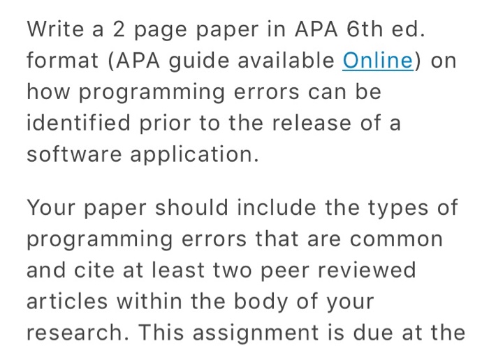 Solved Write a 2 page paper in APA 6th ed. format (APA guide | Chegg.com