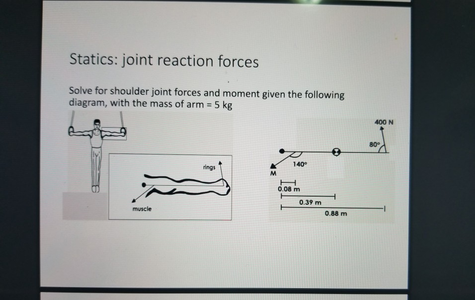 Solved Statics: joint reaction forces Solve for shoulder | Chegg.com