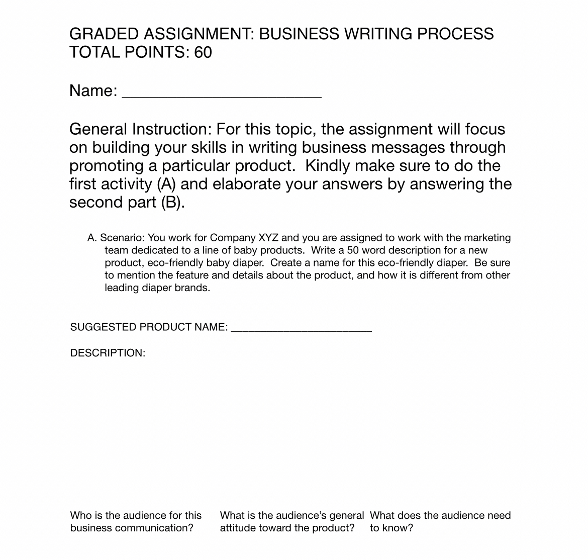 GRADED ASSIGNMENT: BUSINESS WRITING PROCESS TOTAL | Chegg.com