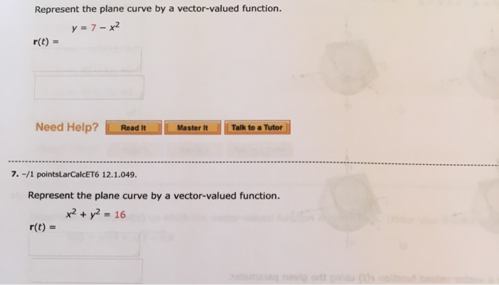 Solved Represent The Plane Curve By A Vector Valued